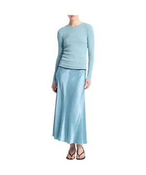 Vince Ribbed-knit Cotton T-shirt - Blue