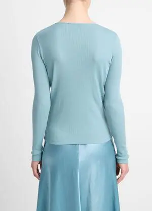 Vince Ribbed-knit Cotton T-shirt