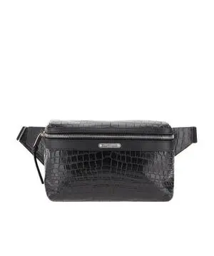 Saint Laurent Embossed Crocodile Effect Belt Bag - Black