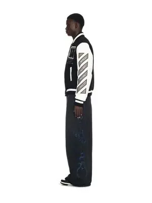 Off-White Lea Buttoned Long-sleeved Varsity Jacket