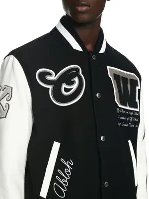 Off-White Lea Buttoned Long-sleeved Varsity Jacket