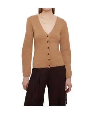Vince Buttoned-up V-neck Knitted Cardigan - Brown