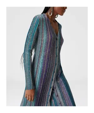 Missoni Sequinned Pleated Knit Long Cardigan