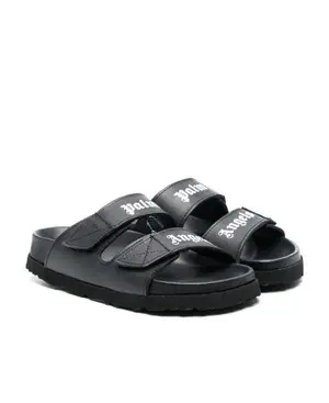 Palm Angels Logo-print Leather Slides