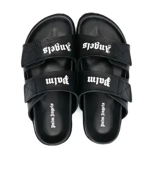 Palm Angels Logo-print Leather Slides