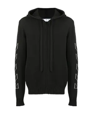 Off-White Hooded Long-sleeve Sweater - Black