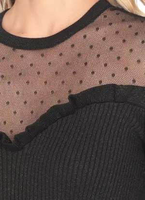 Red Valentino Mesh Tulle Sweater With Dot Mesh Detail