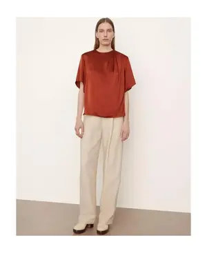 Vince Asymmetrical Draped Silk Top