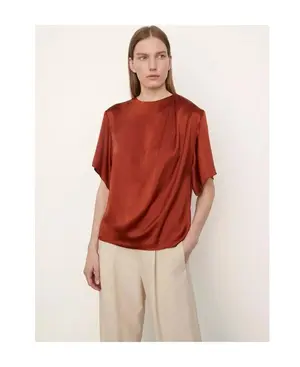 Vince Asymmetrical Draped Silk Top