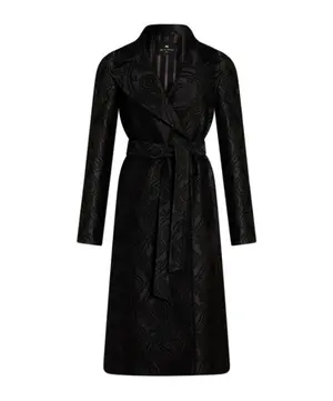 Etro Chenille Jacquard Belted Coat - Black