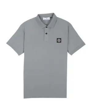 Stone Island Logo Patch Short-sleeved Polo Shirt - Gray