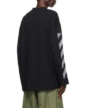 Off-White Pixel Diagonal Logo Embroidered T-shirt