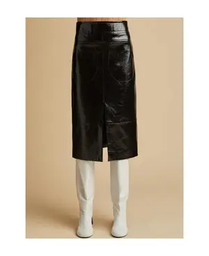 Khaite Pleated Patent Leather Skirt