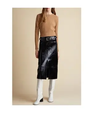 Khaite Pleated Patent Leather Skirt