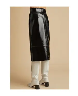 Khaite Pleated Patent Leather Skirt