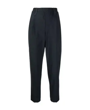 Brunello Cucinelli Elastic Waistband Cropped-leg Trousers - Black