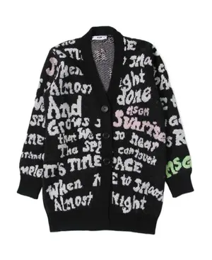 MSGM Logo Intarsia-knit Cardigan - Black