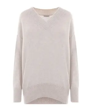 Brunello Cucinelli V-neck Long-sleeved Sweater - White