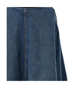 Khaite Flared Denim Midi Skirt