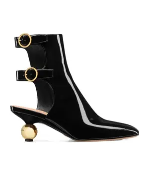 Dior D-idole Heeled Ankle Boots With Spherical Heel And Gold Buckles