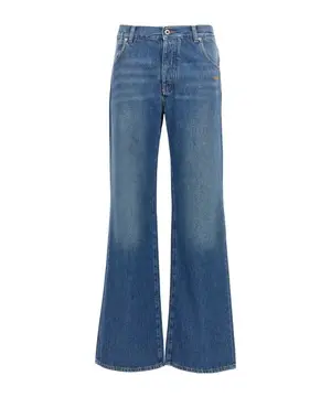 Off-White Logo Patch Wide Leg Jeans - Blue