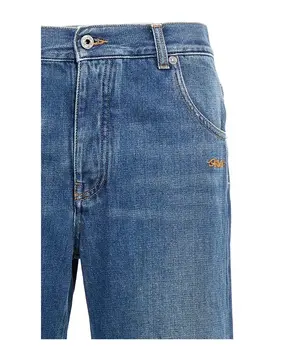 Off-White Logo Patch Wide Leg Jeans