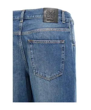 Off-White Logo Patch Wide Leg Jeans