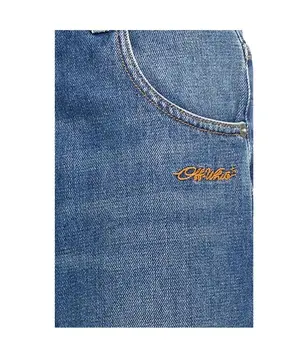 Off-White Logo Patch Wide Leg Jeans