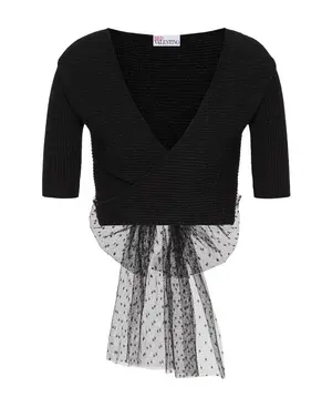 Red Valentino Fine Dot Mesh Tulle Sweater - Black