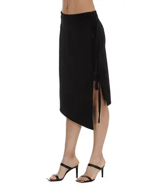 Off-White Tie-fastening Asymmetric Skirt