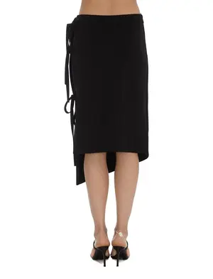 Off-White Tie-fastening Asymmetric Skirt