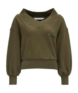 Palm Angels Off-shoulder Sweatshirt - Green