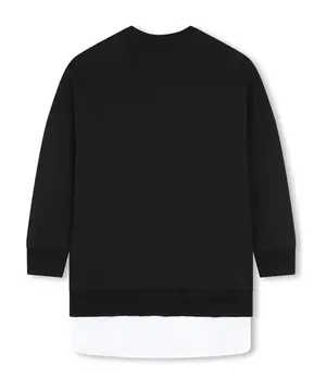Dkny Under-layered Hem Logo Print Sweatshirt-dress