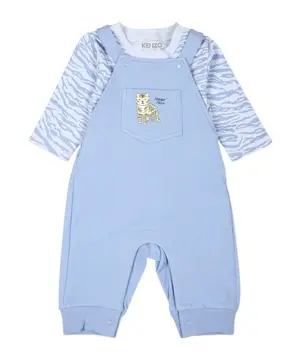Kenzo Printed Cotton Dungarees Set With Tiger Motif