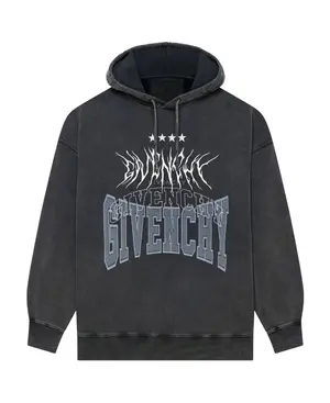 Givenchy Logo Embroidered Drawstring Hoodie - Grey