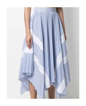 Palm Angels Asymmetric Pinstriped Pleated Skirt