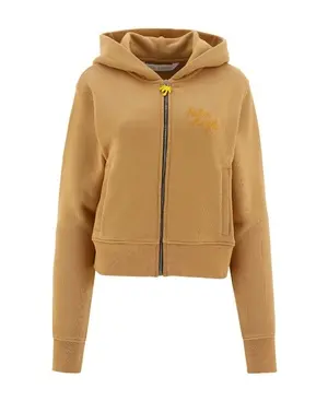 Palm Angels Embroidered-logo Zip-up Hoodie - Brown