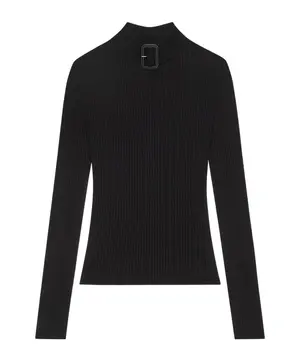 COURREGES Courrèges Buckle Rib Knit Sweater - Black