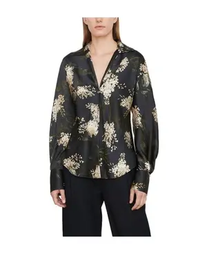 Vince Floral Print Silk Shirt