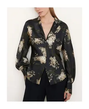 Vince Floral Print Silk Shirt