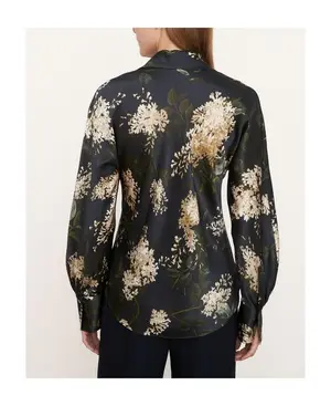 Vince Floral Print Silk Shirt