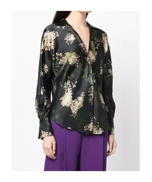 Vince Floral Print Silk Shirt