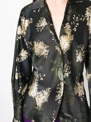 Vince Floral Print Silk Shirt