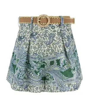 Zimmermann Ottie Tuck Linen Shorts - Multicolor