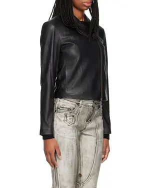 Vince Leather Off-centre Zip Jacket