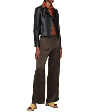 Vince Leather Off-centre Zip Jacket