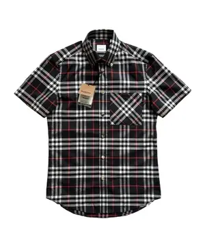 Burberry Lapel Short-sleeved Shirt - Black Beige