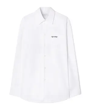 Off-White Logo Embroidered Long-sleeved Shirt - White