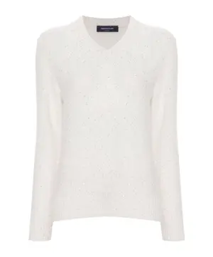 Fabiana Filippi Sequin Embellished V-neck Jumper - White