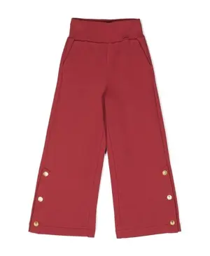 Balmain Decorative-buttons Wide-leg Cotton Trousers - Red